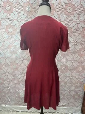M Collection | Dresses | Vintage Corset Sides Button Front Red Dress ...